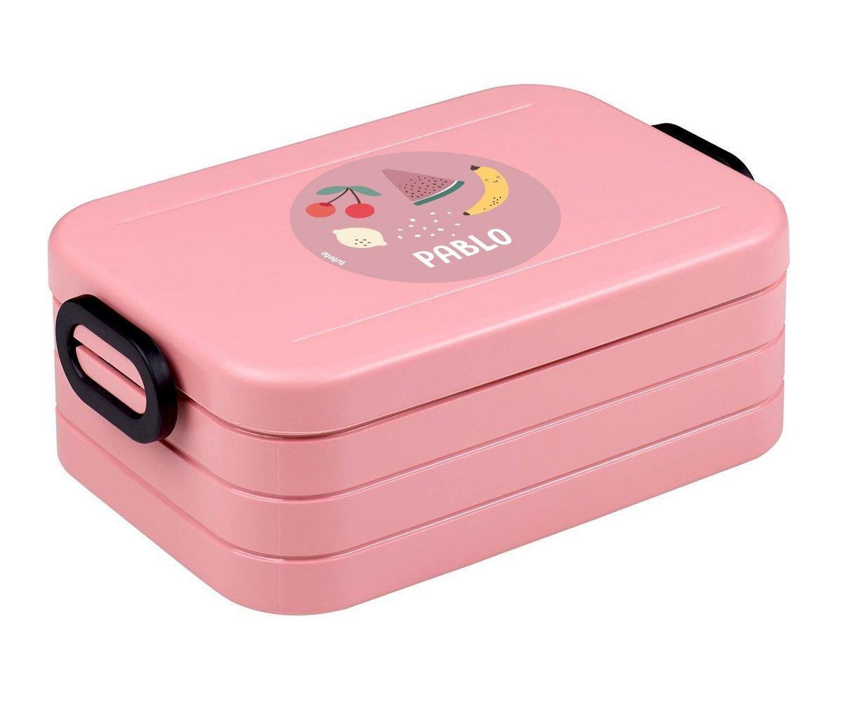 Lancheira Personalizada Fruits Bento Midi Nórdica Rosa - Tutete