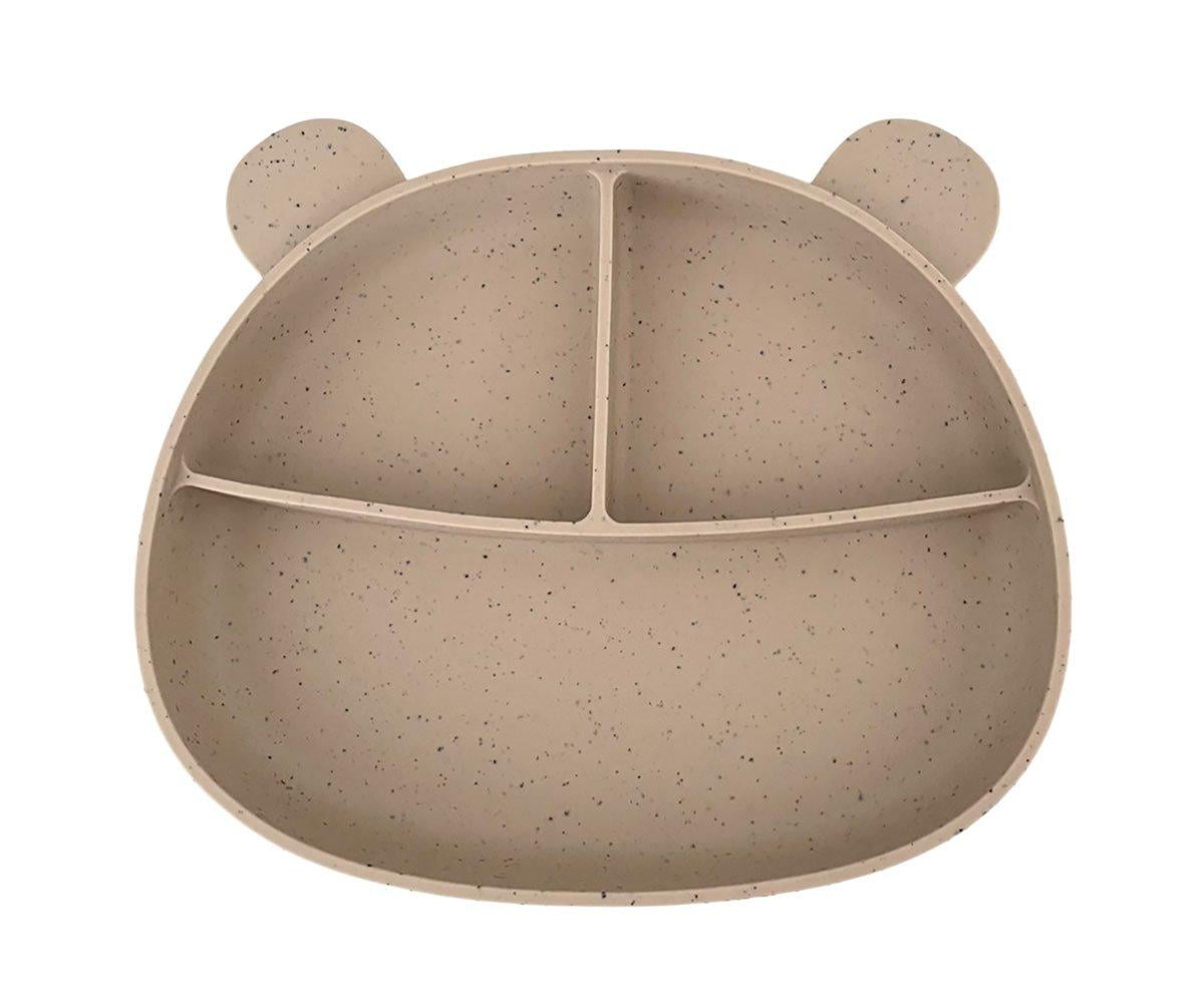 Plato Silicona con Ventosa y Tapa Bear Shell Beige - Tutete