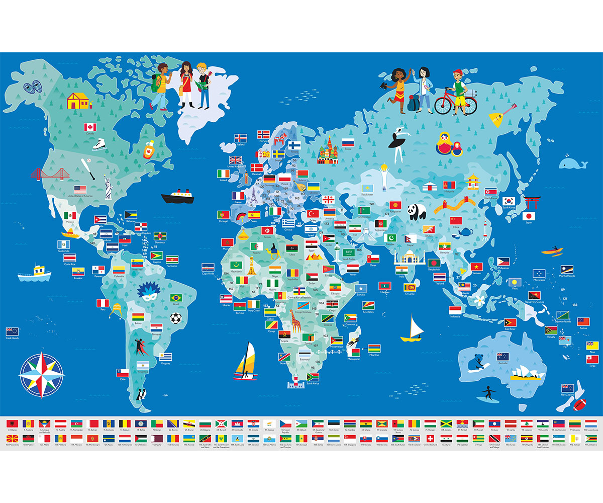 Gran Póster Pegatinas Banderas del Mundo - Tutete