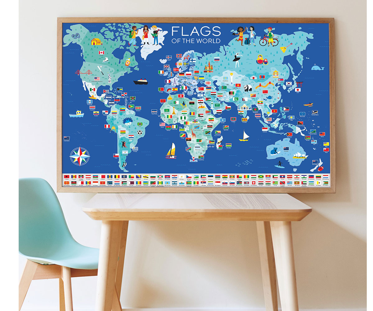 Gran Póster Pegatinas Banderas del Mundo - Tutete