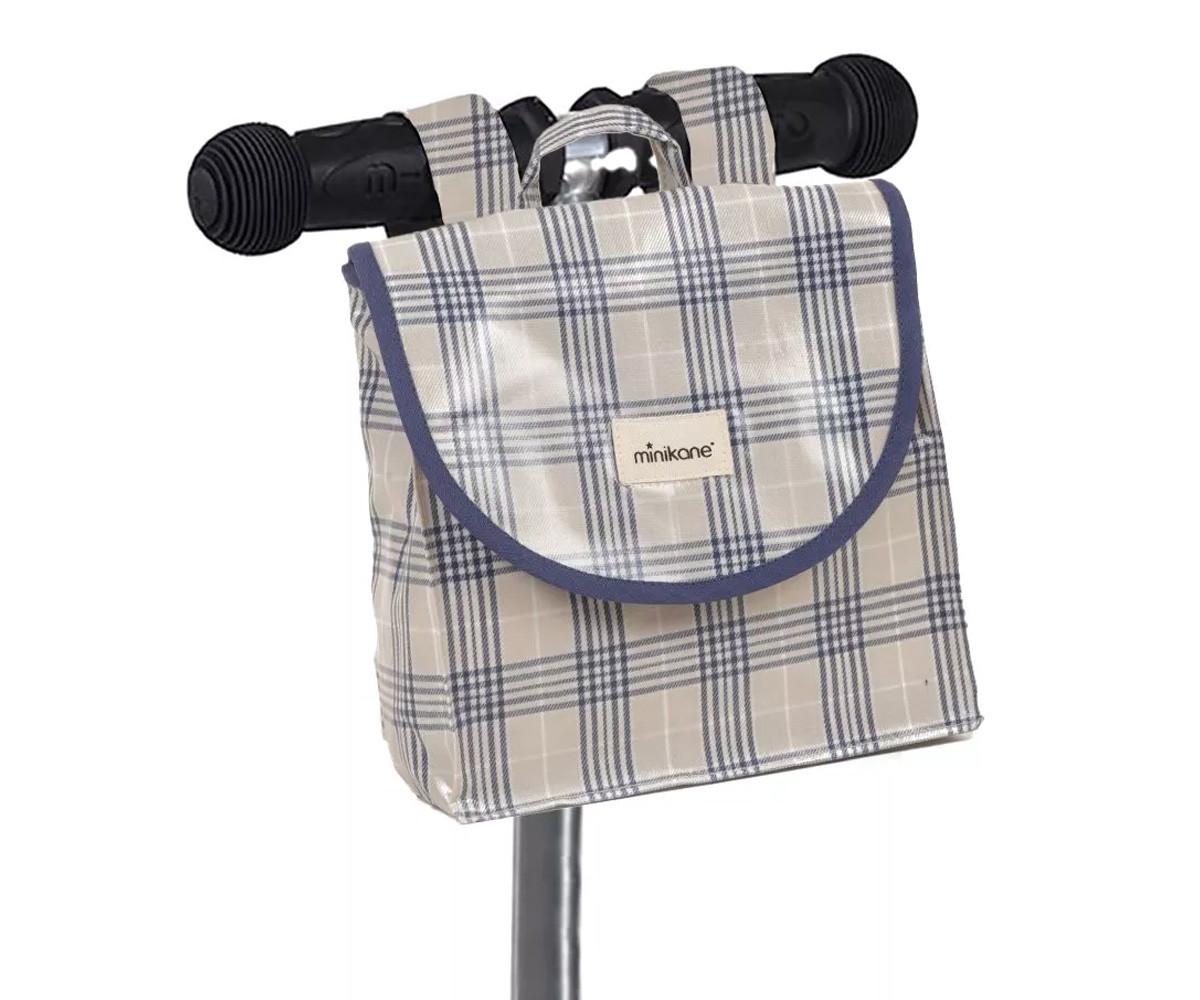 Sac de Guidon en Coton Enduit Carreaux Bleu - Tutete